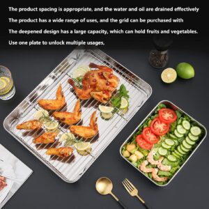 Nonstick Roasting Pan, Small Roasting Pan with Flat Rack, Roasting Pan and Rack Set, Professional Roast Pan with Non-Stick Rack(23.5 * 17.5 * 5CM)