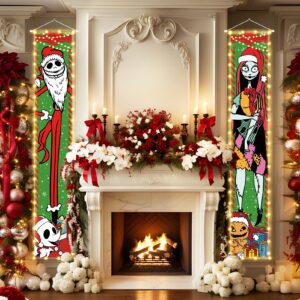 Jack Sally Lighted Banners Porch Signs Christmas Decor Christmas Nightmare Banner Christmas Decorations Before Outdoor Party Home