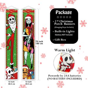 Jack Sally Lighted Banners Porch Signs Christmas Decor Christmas Nightmare Banner Christmas Decorations Before Outdoor Party Home