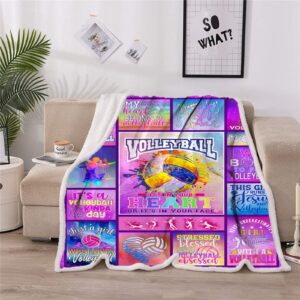 Volleyball Gifts for Teen Girls, Volleyball Blanket Gifts, Best Team Gifts for Volleyball Players, Volleyball Gift Ideas, Soft Warm Cozy Fuzzy Throw Blanket for Home Couch Sofa Bed 50"x 60"