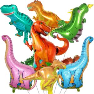 dinosaur foil balloons set (12-50 in), 9 pieces large dinosaur aluminum mylar balloons for kids, giant cute dinosaur birthday party decorations for boys jungle dino theme baby shower decor supplies