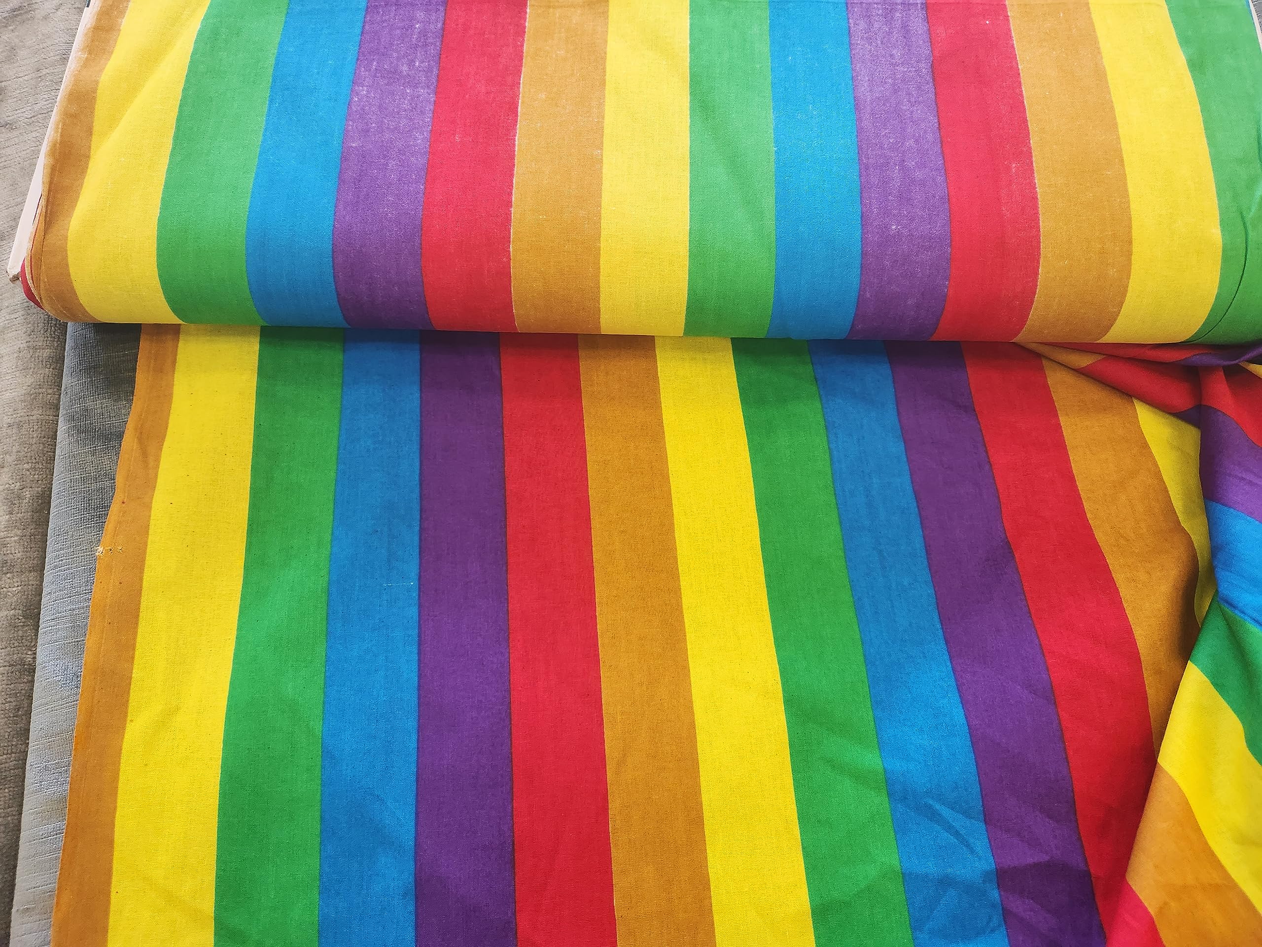 Rainbow Pride Stripe Vertical LGBT Gay Colorful Printed on 100% Cotton 44 Inches Wide Fabric by The Yard - Sewing Quilting Apparel Crafts Decor (1 Yard, Pride Stripe Vertical)