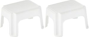 rubbermaid step stool, 9.5-inch high, white, plastic, small single step stool for kids/adults in home/kitchen/laundry/garage/bathroom (pack of 2)