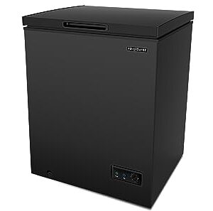 Frigidaire EFRF5003-BLACK Chest Deep Freezer-GARAGE-READY, 5.0 Capacity, Black-Adjustable Thermostat-Removable Vinyl Coated Wire Basket-Easy Defrost Drain, 5 cu ft