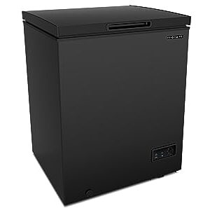 Frigidaire EFRF5003-BLACK Chest Deep Freezer-GARAGE-READY, 5.0 Capacity, Black-Adjustable Thermostat-Removable Vinyl Coated Wire Basket-Easy Defrost Drain, 5 cu ft