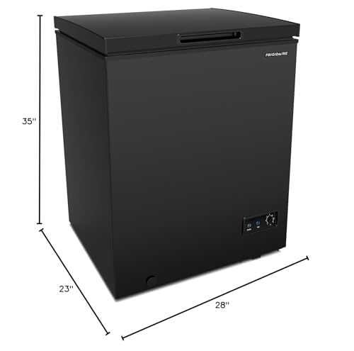 Frigidaire EFRF5003-BLACK Chest Deep Freezer-GARAGE-READY, 5.0 Capacity, Black-Adjustable Thermostat-Removable Vinyl Coated Wire Basket-Easy Defrost Drain, 5 cu ft