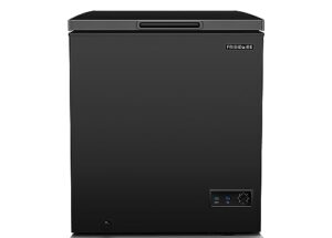 frigidaire efrf5003-black chest deep freezer-garage-ready, 5.0 capacity, black-adjustable thermostat-removable vinyl coated wire basket-easy defrost drain, 5 cu ft