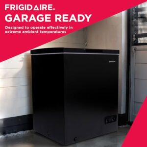 Frigidaire EFRF5003-BLACK Chest Deep Freezer-GARAGE-READY, 5.0 Capacity, Black-Adjustable Thermostat-Removable Vinyl Coated Wire Basket-Easy Defrost Drain, 5 cu ft