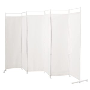 goflame 6 ft room divider, 6 panel folding wall divider, freestanding partition with adjustable foot pads, perfect privacy screen for home office, white