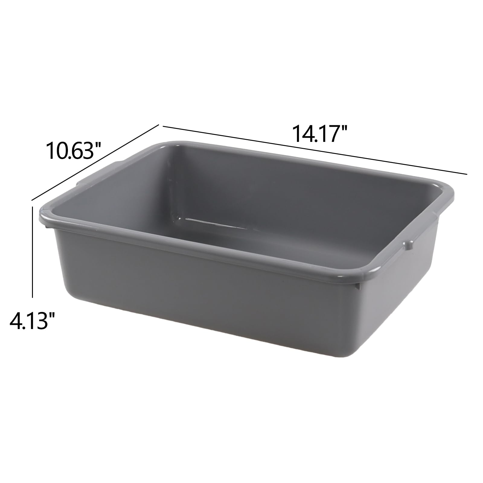 Rinboat 8 L Gray Plastic Bus Tub, Commercial Plastic Bus Box, 5 Packs