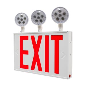 lfi lights | ul certified | new york city approved combo exit sign and emergency light | white housing | battery backup