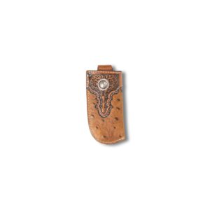 ariat veritical knife sheath ostrich print, brown