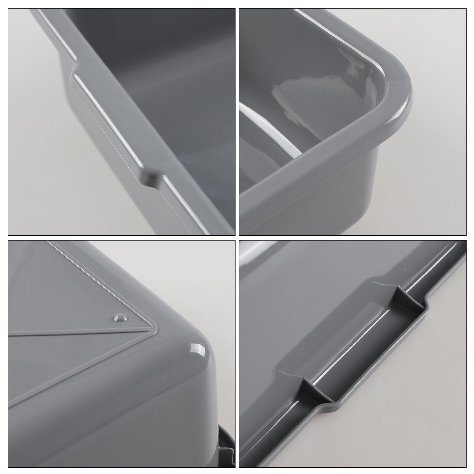 Rinboat 8 L Gray Plastic Bus Tub, Commercial Plastic Bus Box, 5 Packs