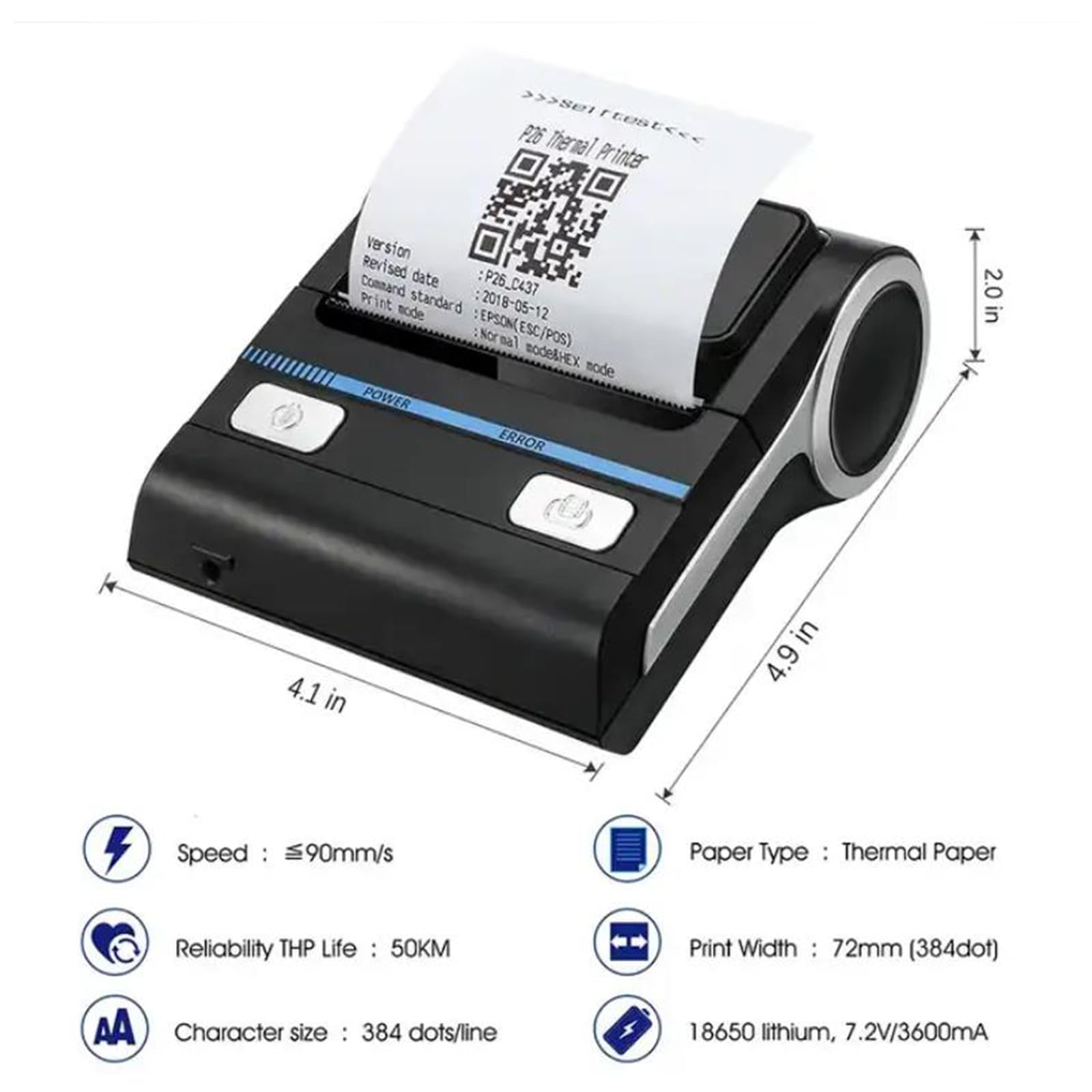 GZGYNADAST 80mm Bluetooth Portable Thermal Receipt Printer,only Compatible with Android/Windows, Can't Support iOS/ipad/MAC,3 inch Ticket Wireless Android Bill Invoice Printer for Small Business