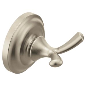 moen madison collection brushed nickel double robe hook or towel hook, bp6903bn