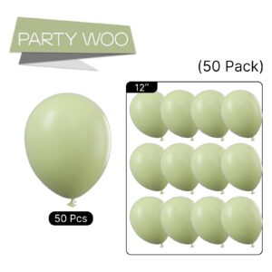 PartyWoo Beryl Green Balloons, 50 pcs 12 Inch Boho Green Balloons, Dusty Green Balloons for Balloon Garland or Balloon Arch as Birthday Decorations, Party Decorations, Wedding Decorations, Green-F32