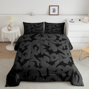 homewish bats pattern comforter set,night bedding set for kids girls women,adults bats comforter,black and gray quilted duvet set bedroom collection twin size 2pcs