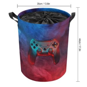 Teens Gamepad Kids Laundry Basket Modern Red Blue Mist Gamepad Video Game for Bathroom Storage College Dorm Family One Size