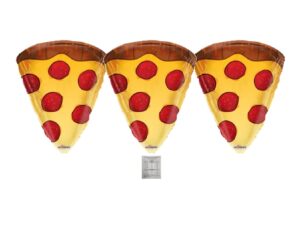 pizza slice shaped set of 3 happy birthday 18'' mylar balloons birthday party decorations includes free helium chart valueballoon party & gifts