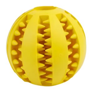 we rocks dog toy ball,nontoxic bite resistant teething toys balls for small dog and puppy cat, dog pet food treat feeder chew tooth cleaning ball exercise game dog ball (yellow)