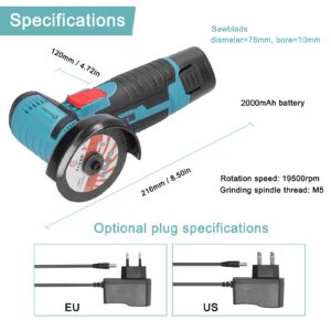 Angle Grinder Tool, Geevorks Mini Angle Grinder Cordless 12V 19500RPM with 2PCS 2000mAh Battery, Nylon Cutting Blade-s/Grinding Disc/Metal Cutting Disc