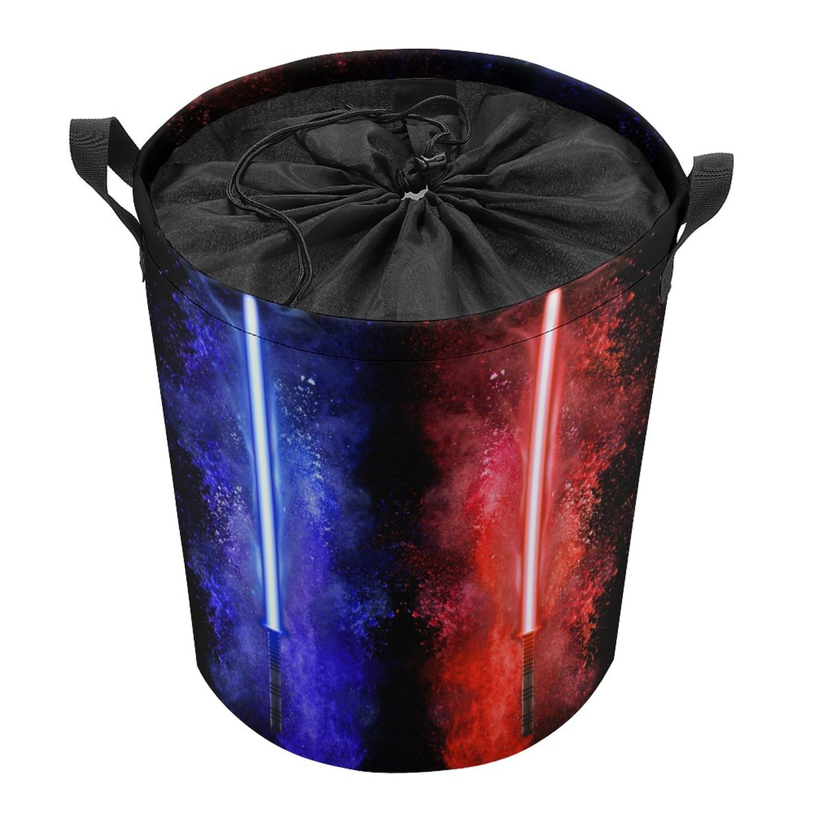 Abstract Blue Lightsaber Foldable Laundry Basket Cool Boys Red Burning Lightsaber Paint Style for Bedroom Laundry Room Closet Bathroom One Size