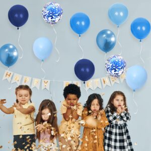 Blue Balloons 60 Packs 12 Inches Navy Blue Metallic Blue Balloons Baby Light Blue Balloons and Confetti Helium Balloons Birthday Decoration, Bridal Shower, Wedding, Baby Shower Boys Men Graduation