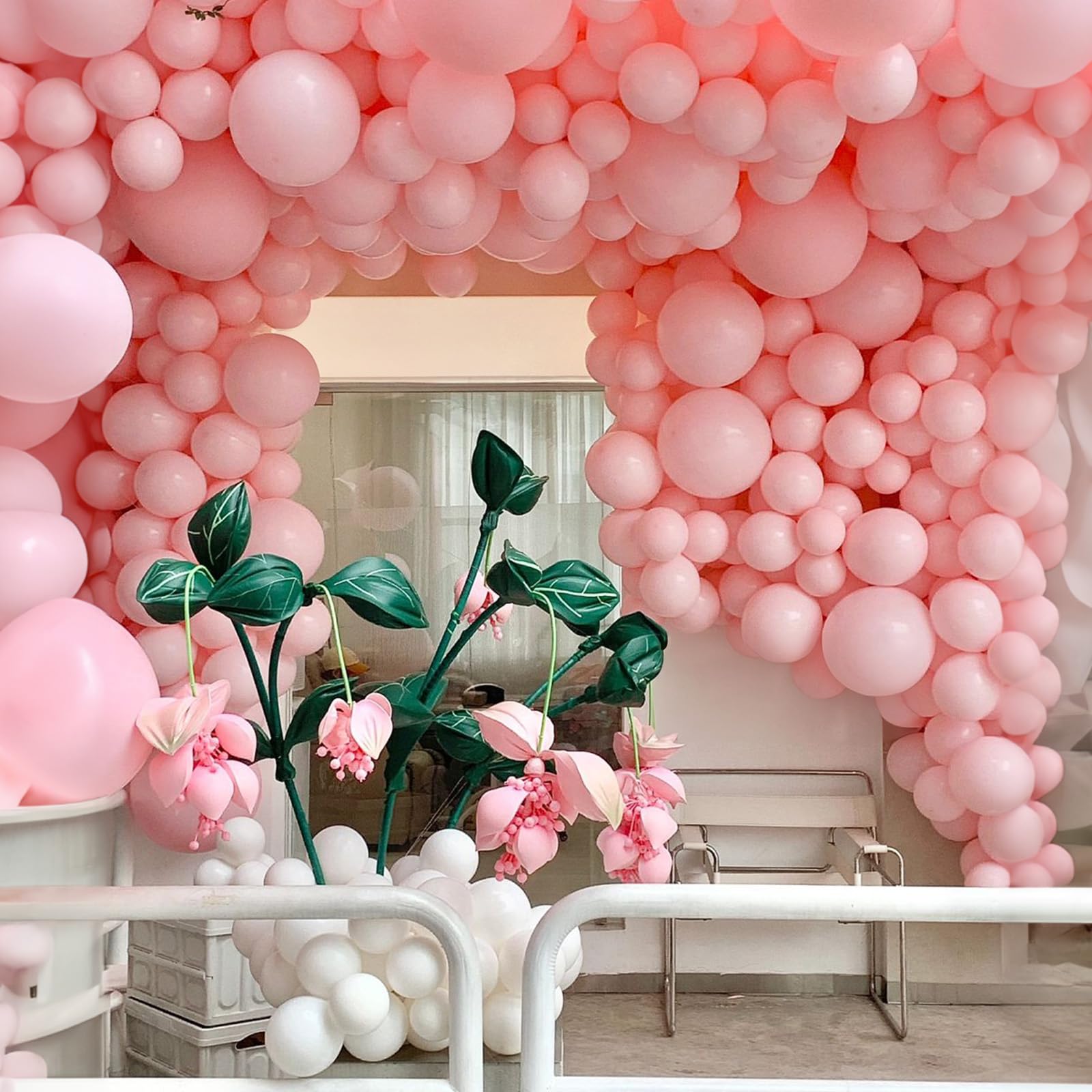 Pink Balloons Double Stuffed, Pastel Pink Balloon Garland Light Pink Balloons Different Sizes 18/12/10/5 Inch Baby Pink Balloon Arch Kit for Birthday Baby Shower Gender Reveal Bridal Party Decorations