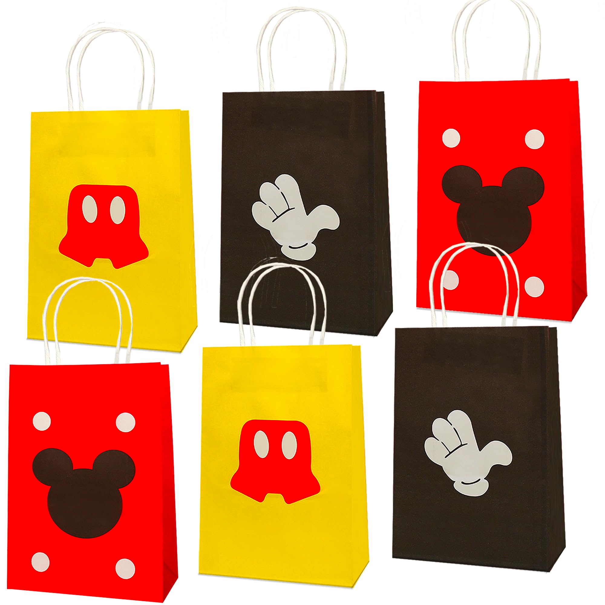 JAROVOKUWO 24 Pcs Cartoon Mouse Party Favor Treat Bags Gift Bags,Cake Snack Goody Cardboard Bags for Kids Mouse Theme Baby Shower Birthday Party Decorations Supplies