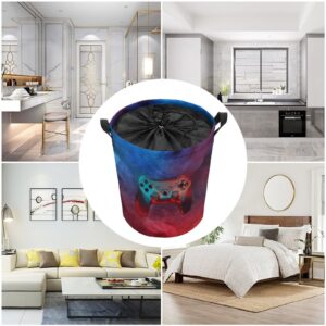 Teens Gamepad Kids Laundry Basket Modern Red Blue Mist Gamepad Video Game for Bathroom Storage College Dorm Family One Size