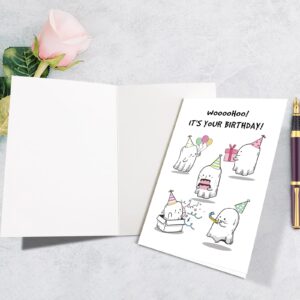 Cute Ghosts Birthday Card for Men Women, Funny Halloween Birthday Card for Friends, Humorous Cartoon Birthday Card for Him Her