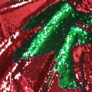 Sequin Fabric Sensory Wall 5mm High Density Reversible Sequin Fabric for Kids Fabric by The Yard Christmas Colors（1 yd, Red to Green