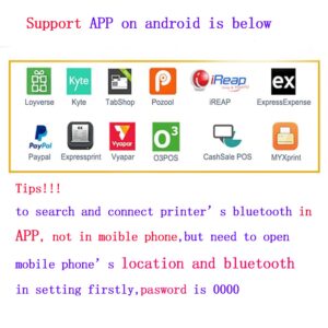 GZGYNADAST 80mm Bluetooth Portable Thermal Receipt Printer,only Compatible with Android/Windows, Can't Support iOS/ipad/MAC,3 inch Ticket Wireless Android Bill Invoice Printer for Small Business