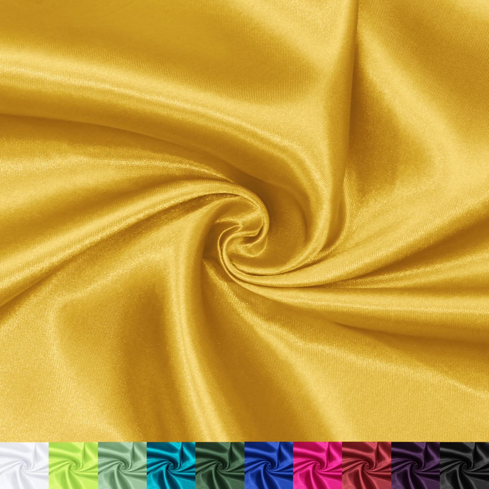 P Pothuiny 60 Inch Wide Gold Satin Fabric by The Yard, Silky Charmeuse Satin Fabric for Bridal Wedding Dress Decor DIY Apparel Crafts, 1 Yard