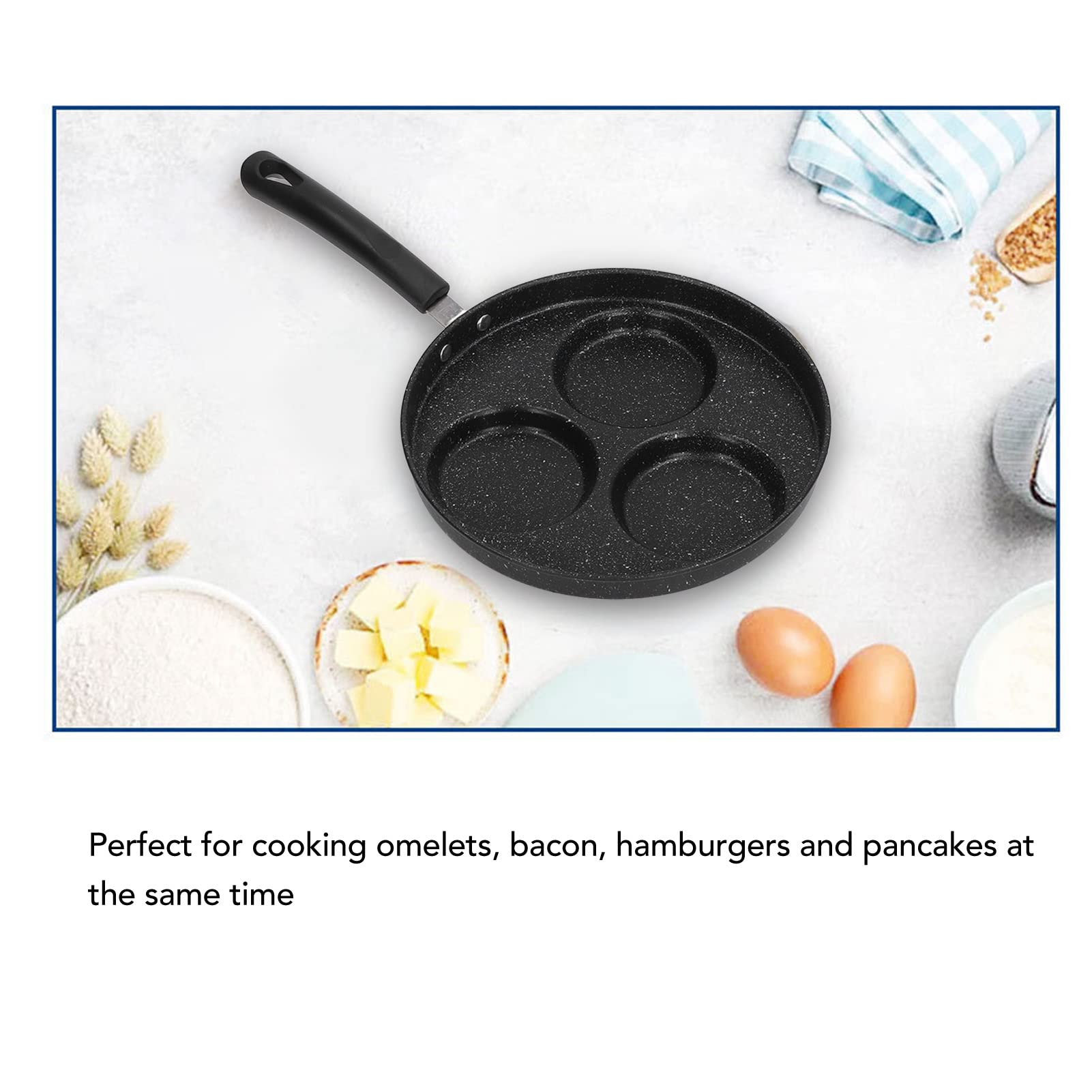 Cyrank Cast Iron 3 Cups Non-Stick Omelet Pan, Electric Stovetop Compatible, Easy to Clean