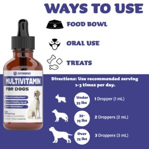 Multivitamin for Dogs | Dog Multivitamin | For Joint Support, Gut & Immune Health, Skin & Heart Health | Dog Vitamins and Supplements | Dog Vitamins Multivitamin | Dog Supplements & Vitamins | 1 fl oz