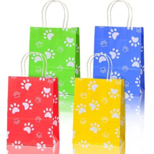 puppy dog paw print party favor bags 24 pcs paw print theme candy treat bags thank you paper gift bags with handles for baby shower birthday wedding party favor puppy dog paw print party supplies