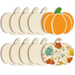 large size 7inch wooden halloween thanksgiving ornaments to paint, diy blank unfinished pumpkin wood discs ornament for crafts hanging autumn decorations 10pcs