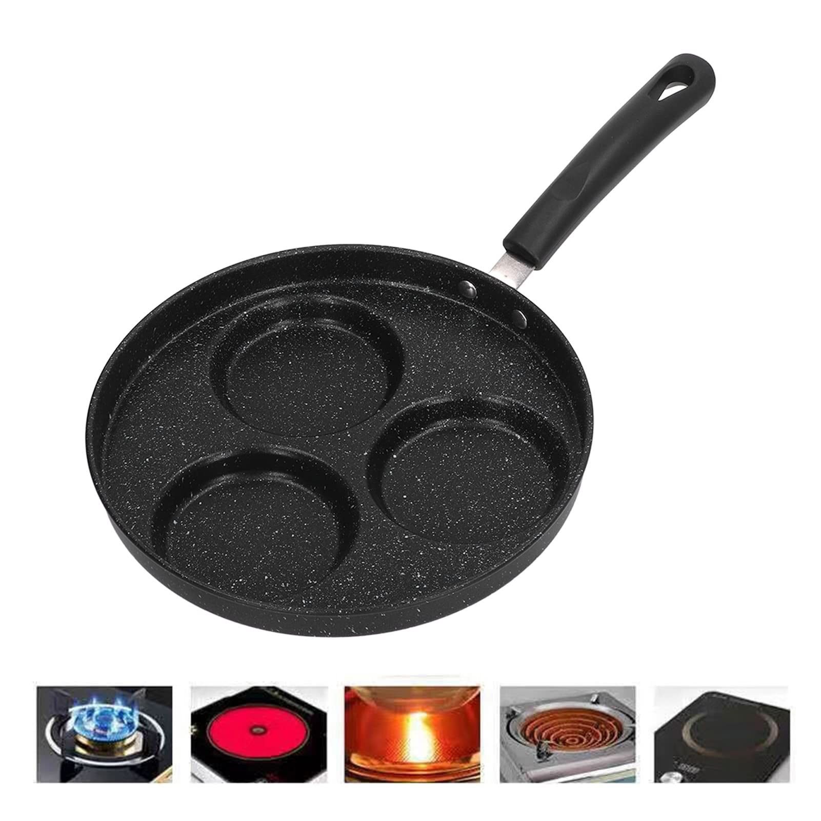 Cyrank Cast Iron 3 Cups Non-Stick Omelet Pan, Electric Stovetop Compatible, Easy to Clean