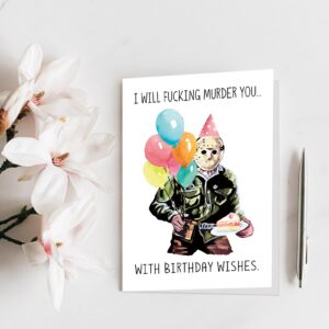 Funny Jason Birthday Card for Him Her, Horror Movie Theme Birthday Card, Scary Killer Birthday Greeting Card, Halloween Birthday Card