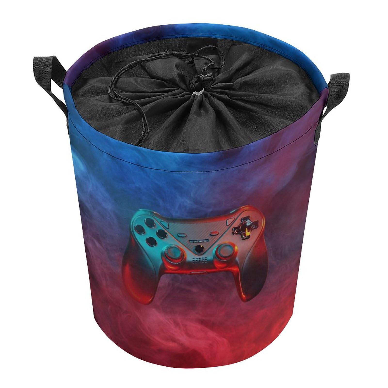 Teens Gamepad Kids Laundry Basket Modern Red Blue Mist Gamepad Video Game for Bathroom Storage College Dorm Family One Size