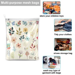 Cute Floral Laundry Bags Mesh Wash Bags Set of 2 Delicates Bag for Washing Machine Laundry Bag with Zipper for Underwear Blouse Hosiery Pants Sweaters Bra Clothes