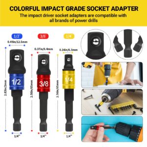 Flexible Drill Bit Extension Set, 105° Right Angle Drill Attachmen, Rotatable Joint Socket 1/4 3/8 1/2 In Hex Socket Adapter, Bendable Drill Bit Extension, Bit Holder Extension Screwdriver Bit Kit