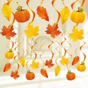 weepa 24 pieces fall pumpkin hanging swirls maple leaves swirls decorations fall thanksgiving ceiling hanging decorations for home autumn thanksgiving harvest decor party supplies (maple)