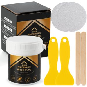 deuvuo black wood filler putty, high-performance black wood filler paste kit - quickly fix wood cracks and blemishes with wood hole filler - paintable, stainable, sandable & quick drying - 9.87 ounce