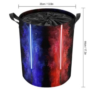 Abstract Blue Lightsaber Foldable Laundry Basket Cool Boys Red Burning Lightsaber Paint Style for Bedroom Laundry Room Closet Bathroom One Size