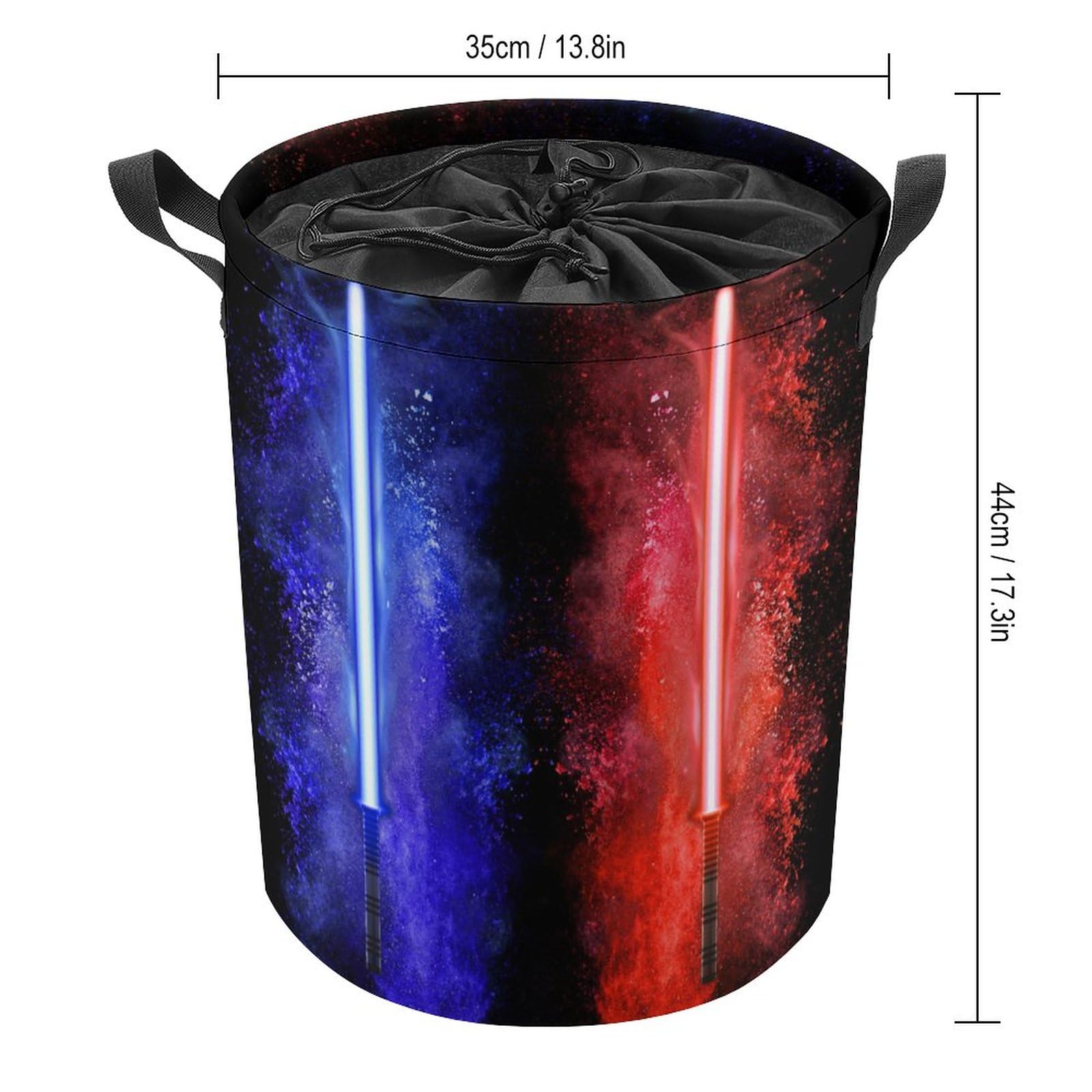 Abstract Blue Lightsaber Foldable Laundry Basket Cool Boys Red Burning Lightsaber Paint Style for Bedroom Laundry Room Closet Bathroom One Size