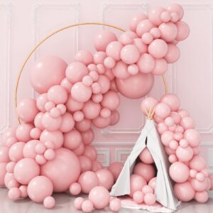 pink balloons double stuffed, pastel pink balloon garland light pink balloons different sizes 18/12/10/5 inch baby pink balloon arch kit for birthday baby shower gender reveal bridal party decorations