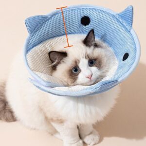 Cat Cone Collar, Cute Comfortable Cat Recovery Collar for Post-Surgery Wound Healing, Adjustable Pet Cone E-Collar Protective Collar for Cat Kitten Prevent from Licking Wounds Blue L