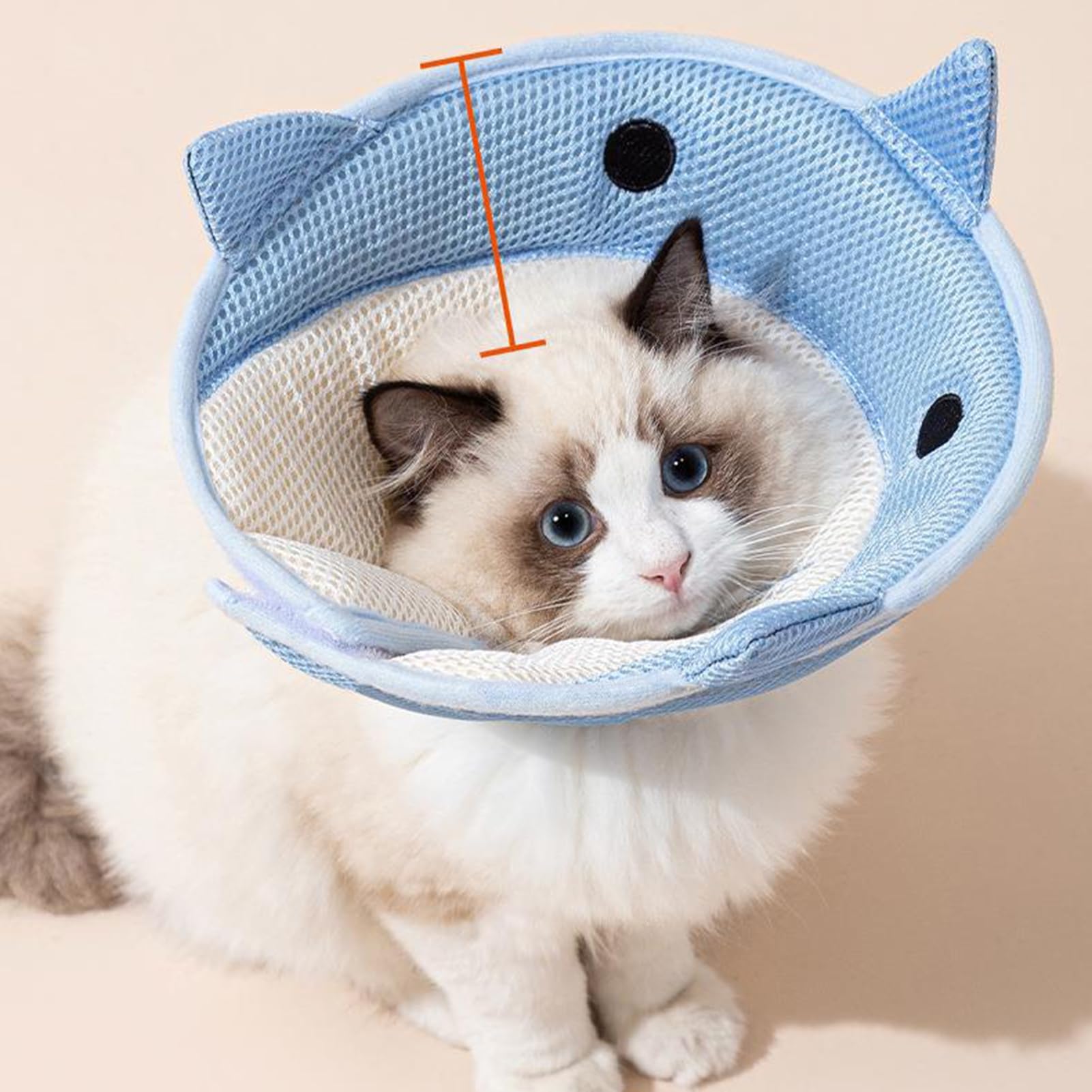 Cat Cone Collar, Cute Comfortable Cat Recovery Collar for Post-Surgery Wound Healing, Adjustable Pet Cone E-Collar Protective Collar for Cat Kitten Prevent from Licking Wounds Blue L